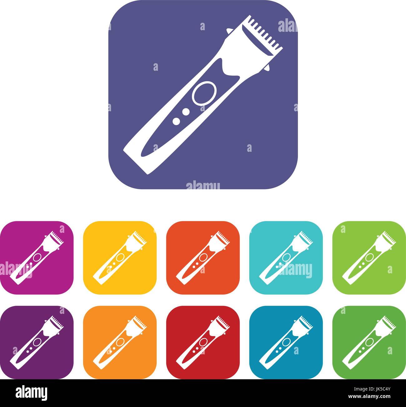 Clipper icons set vector illustration in flat style in colors red, blue ...