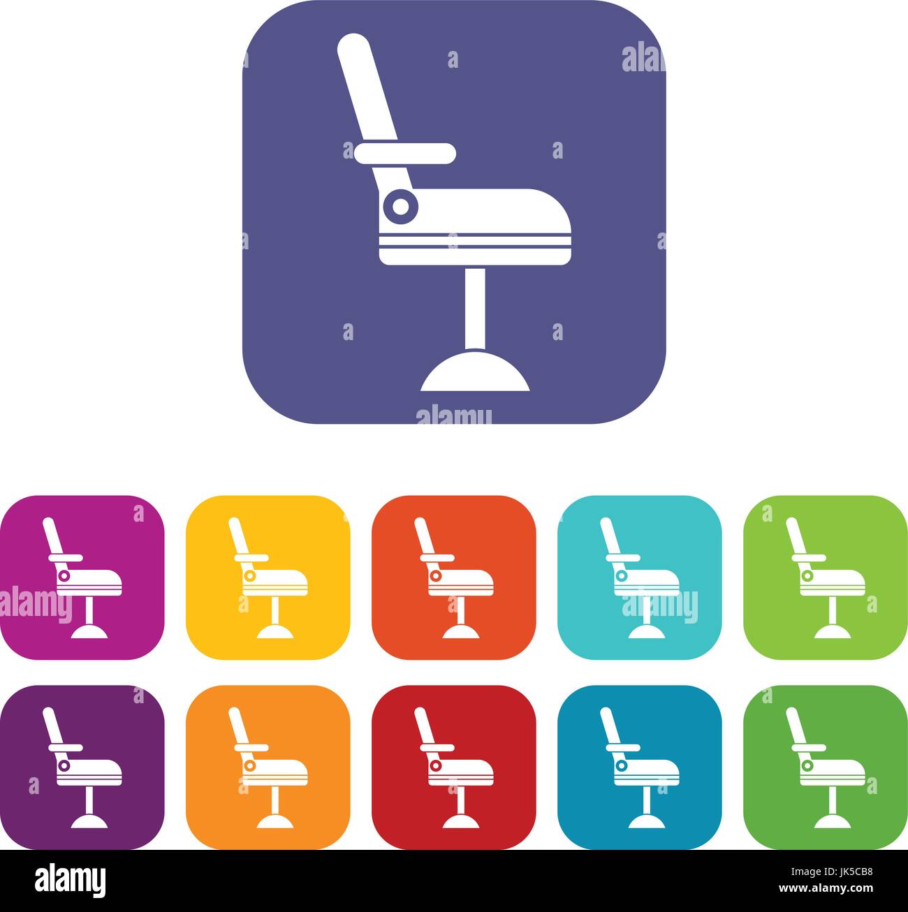 Chair icons set vector illustration in flat style in colors red, blue ...