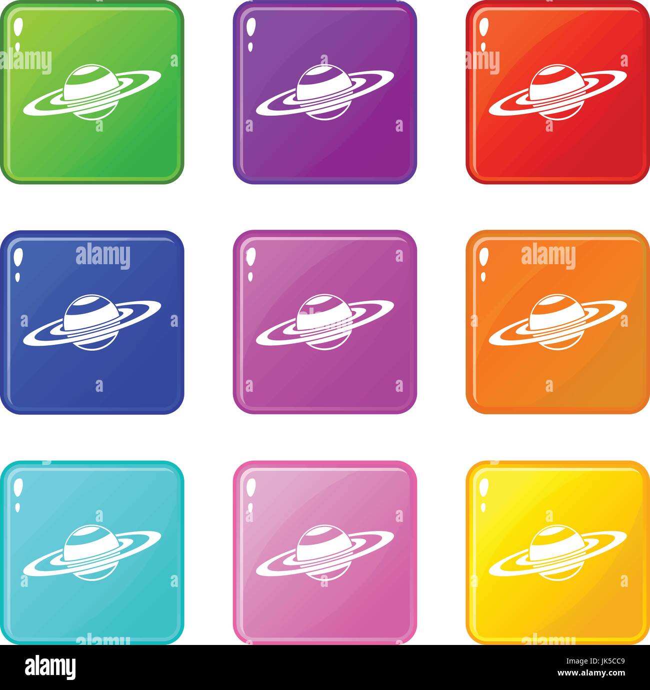 Saturn rings icons of 9 color set isolated vector illustration Stock ...