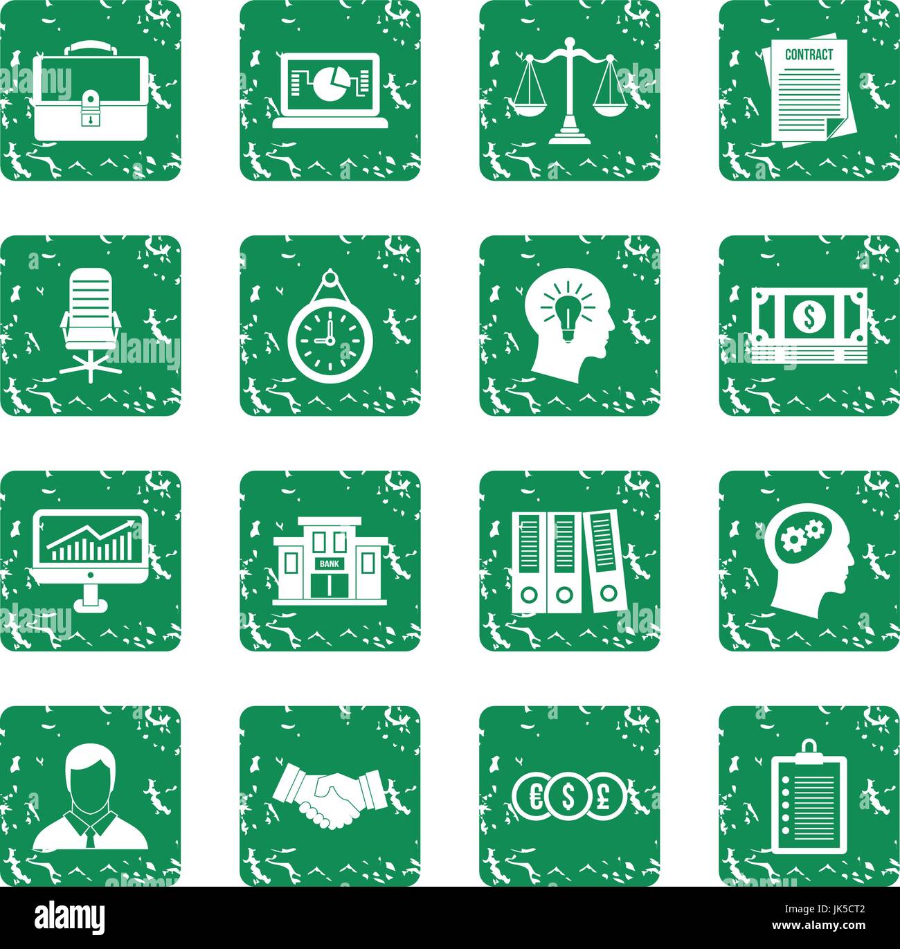 Banking icons set in grunge style green isolated vector illustration ...