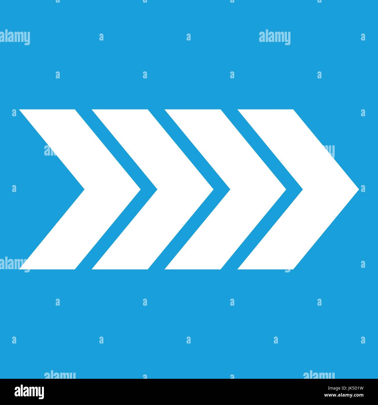 Striped arrow icon white isolated on blue background vector ...