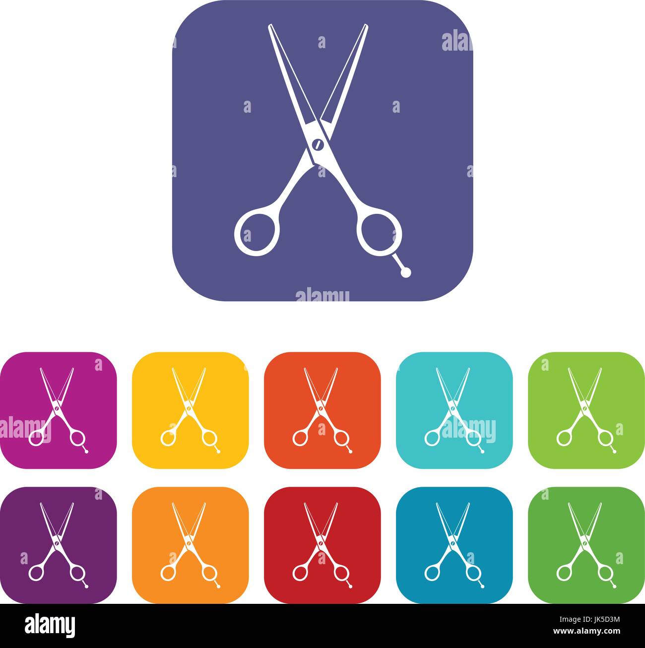 Scissors icons set vector illustration in flat style in colors red ...