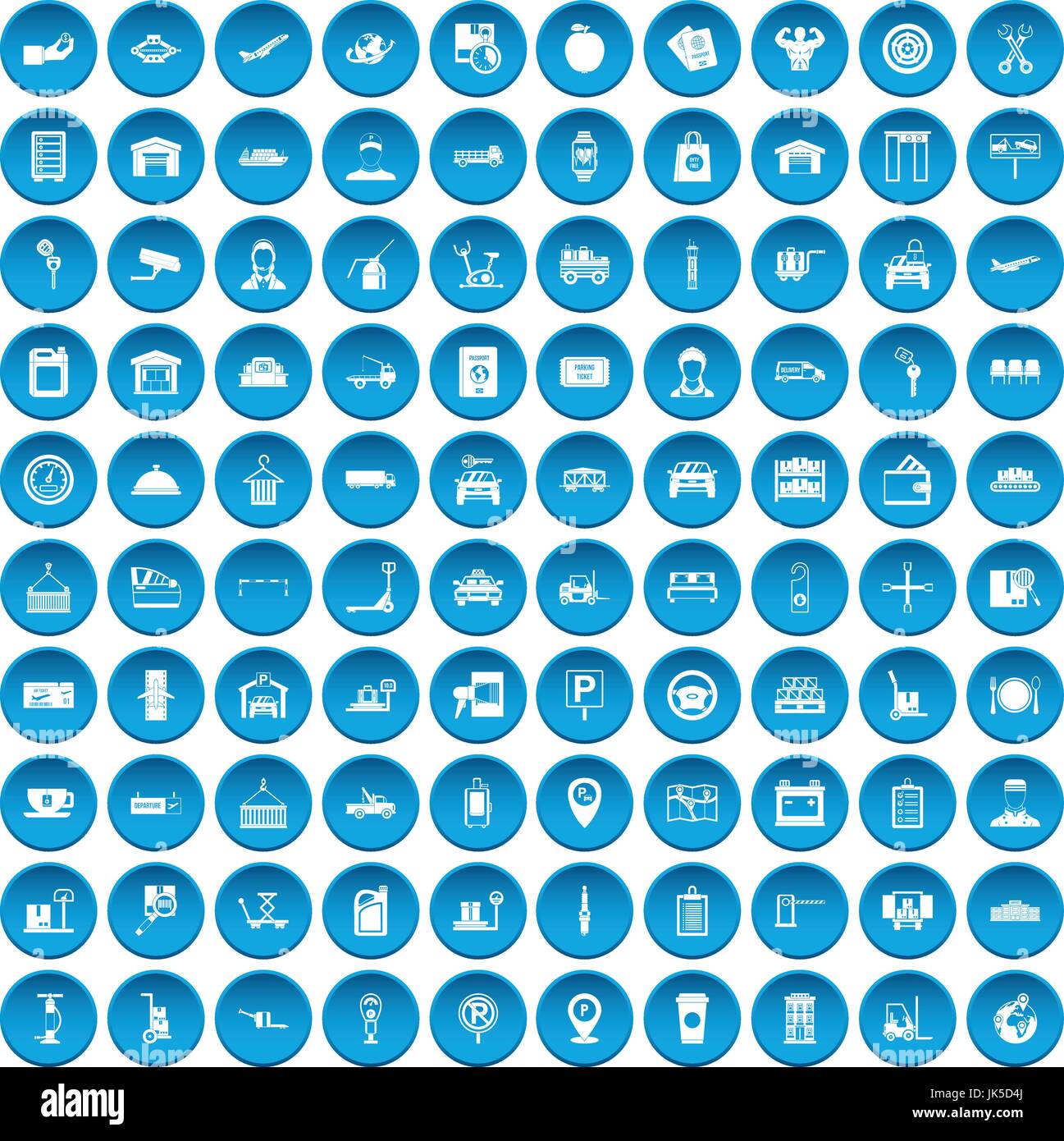 100 loader icons set in blue circle isolated on white vector ...