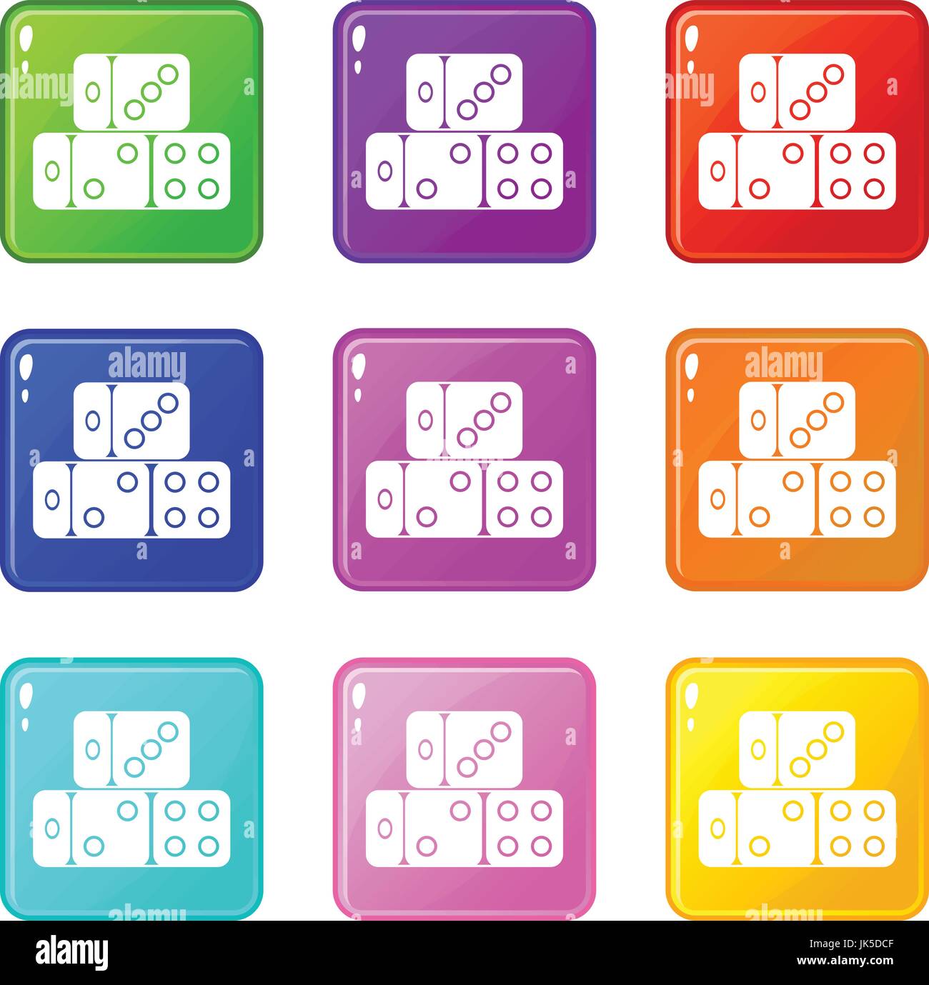 Three dice cubes icons of 9 color set isolated vector illustration ...