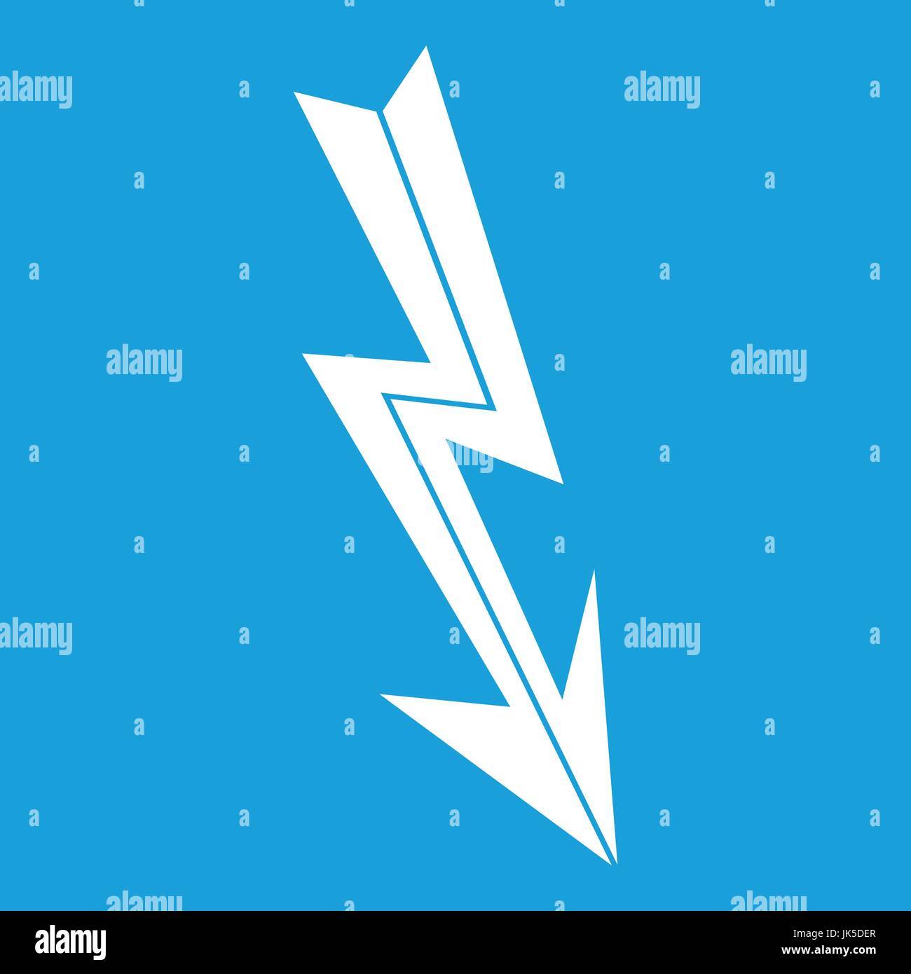 Arrow lightning icon white isolated on blue background vector ...