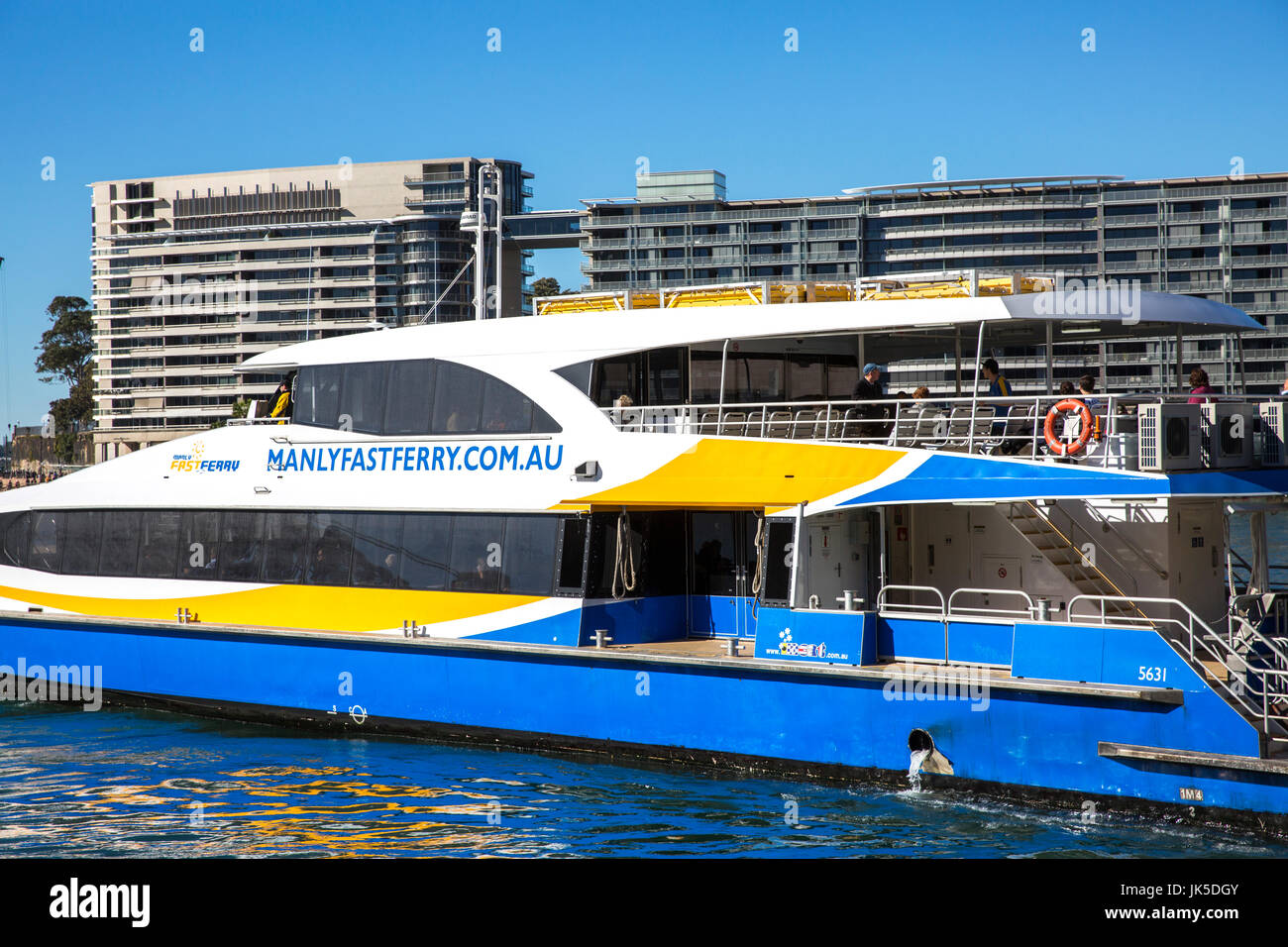 Manly fast ferry at Circular quay ferry terminus, Sydney city centre ...