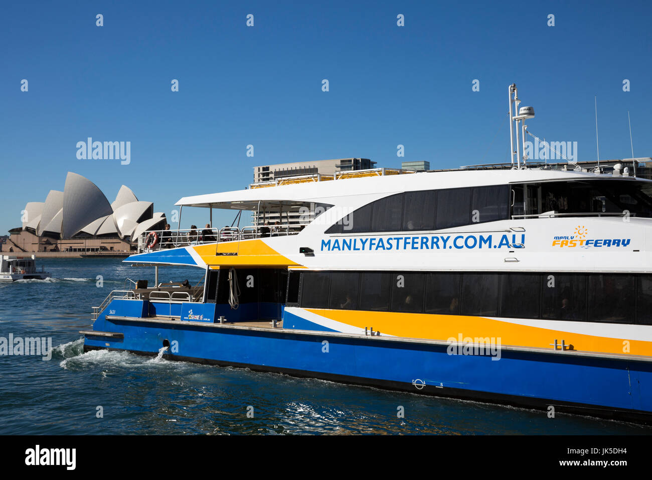 Manly fast ferry at Circular quay ferry terminus, Sydney city centre ...