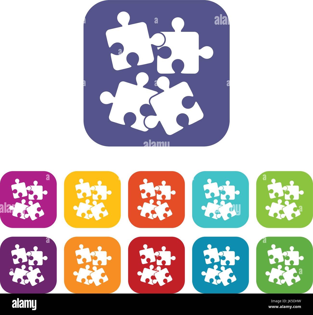 Jigsaw puzzles icons set vector illustration in flat style in colors ...