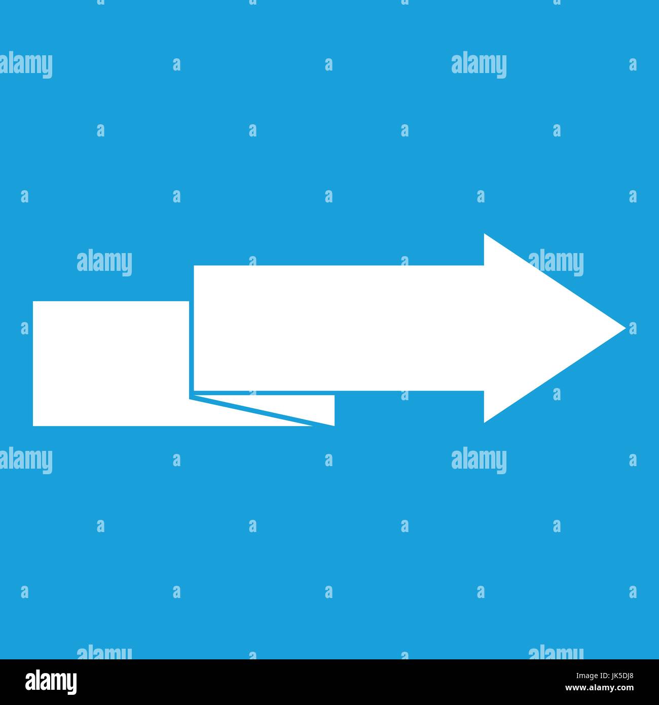 Arrow to right icon white isolated on blue background vector ...