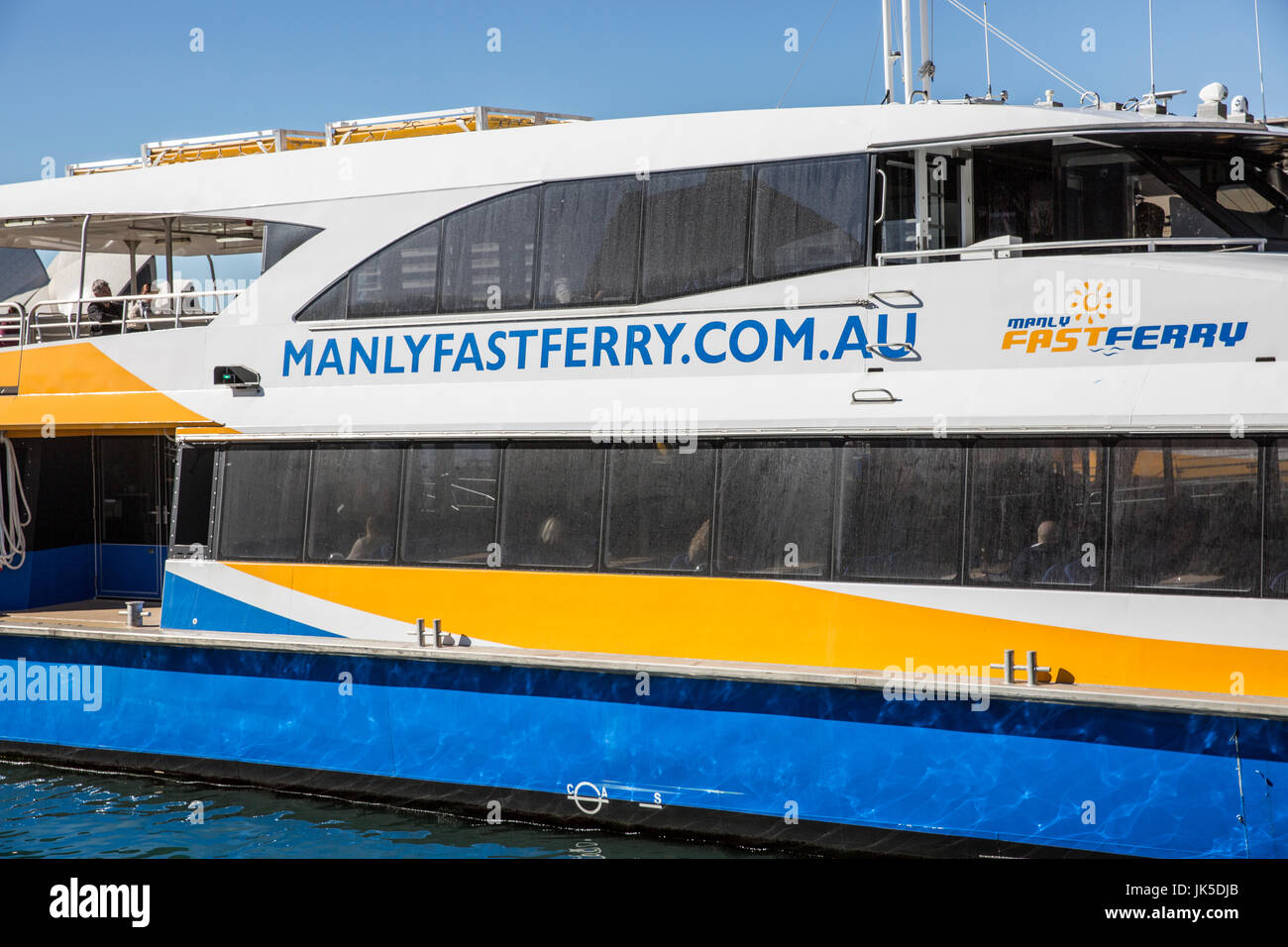 Manly fast ferry at Circular quay ferry terminus, Sydney city centre ...