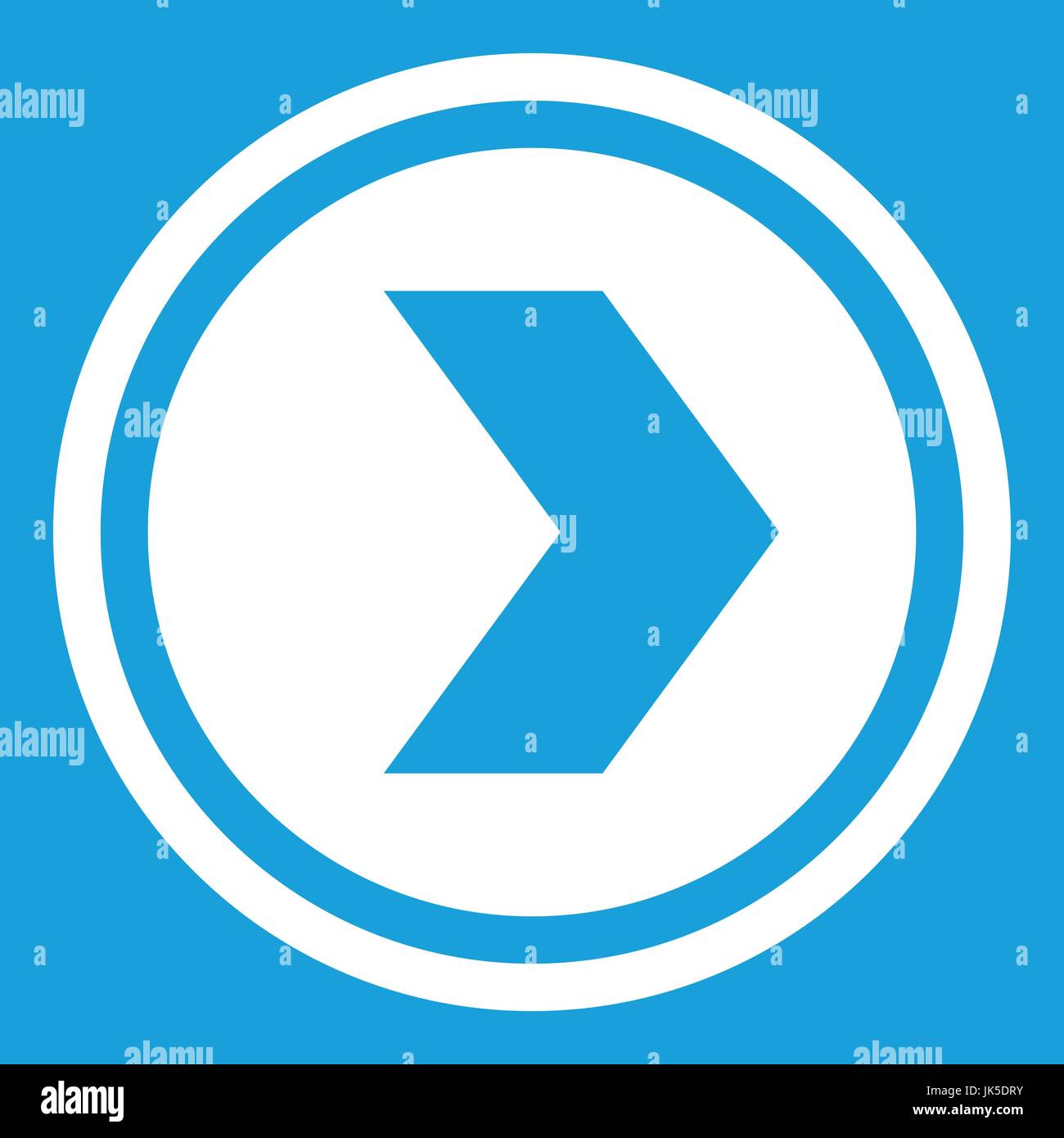 Arrow to right in circle icon white isolated on blue background vector ...