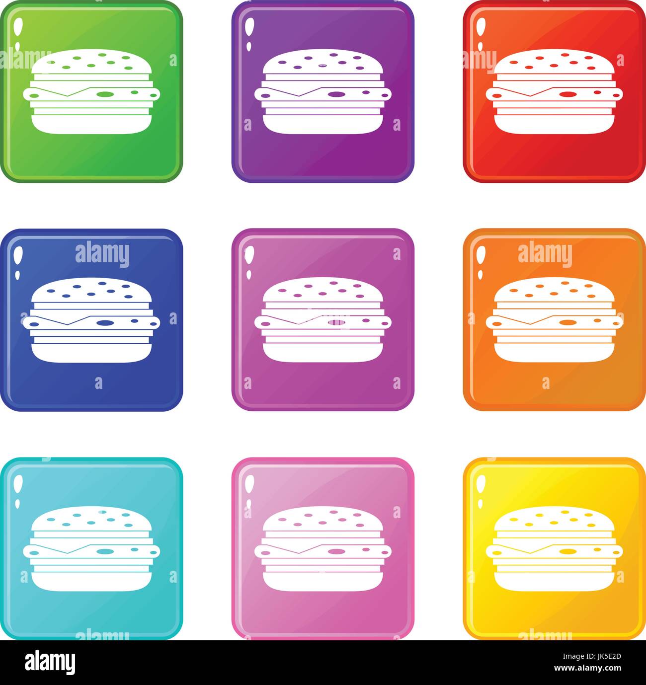 Burger icons of 9 color set isolated vector illustration Stock Vector ...
