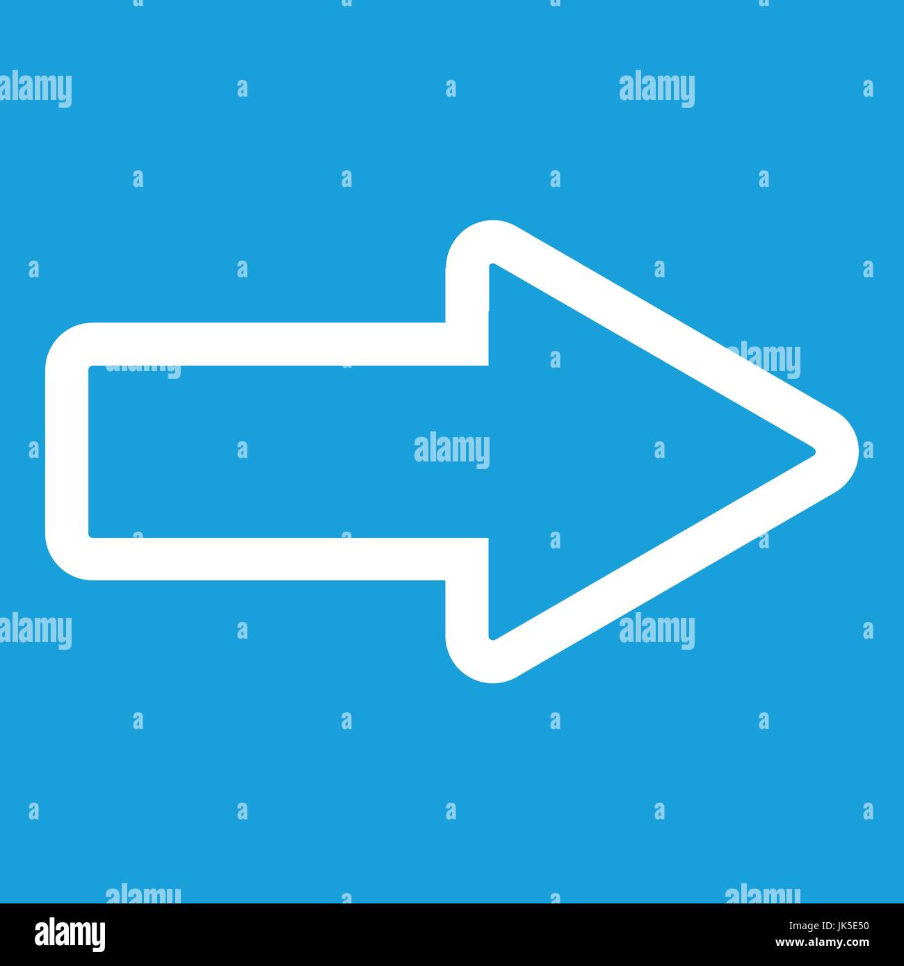 Cursor to right icon white isolated on blue background vector ...