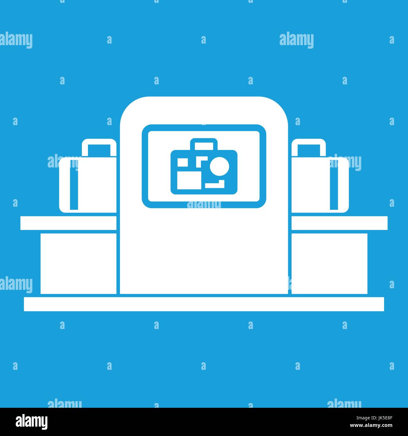 Airport baggage security scanner icon white isolated on blue background ...