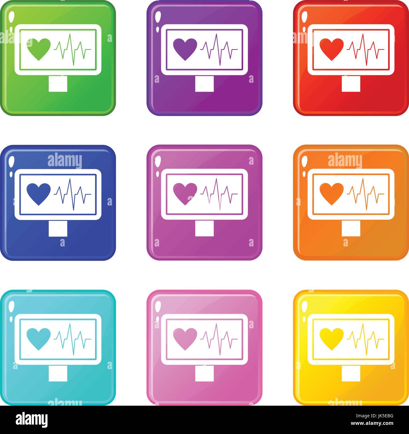 Heartbeat icons of 9 color set isolated vector illustration Stock ...