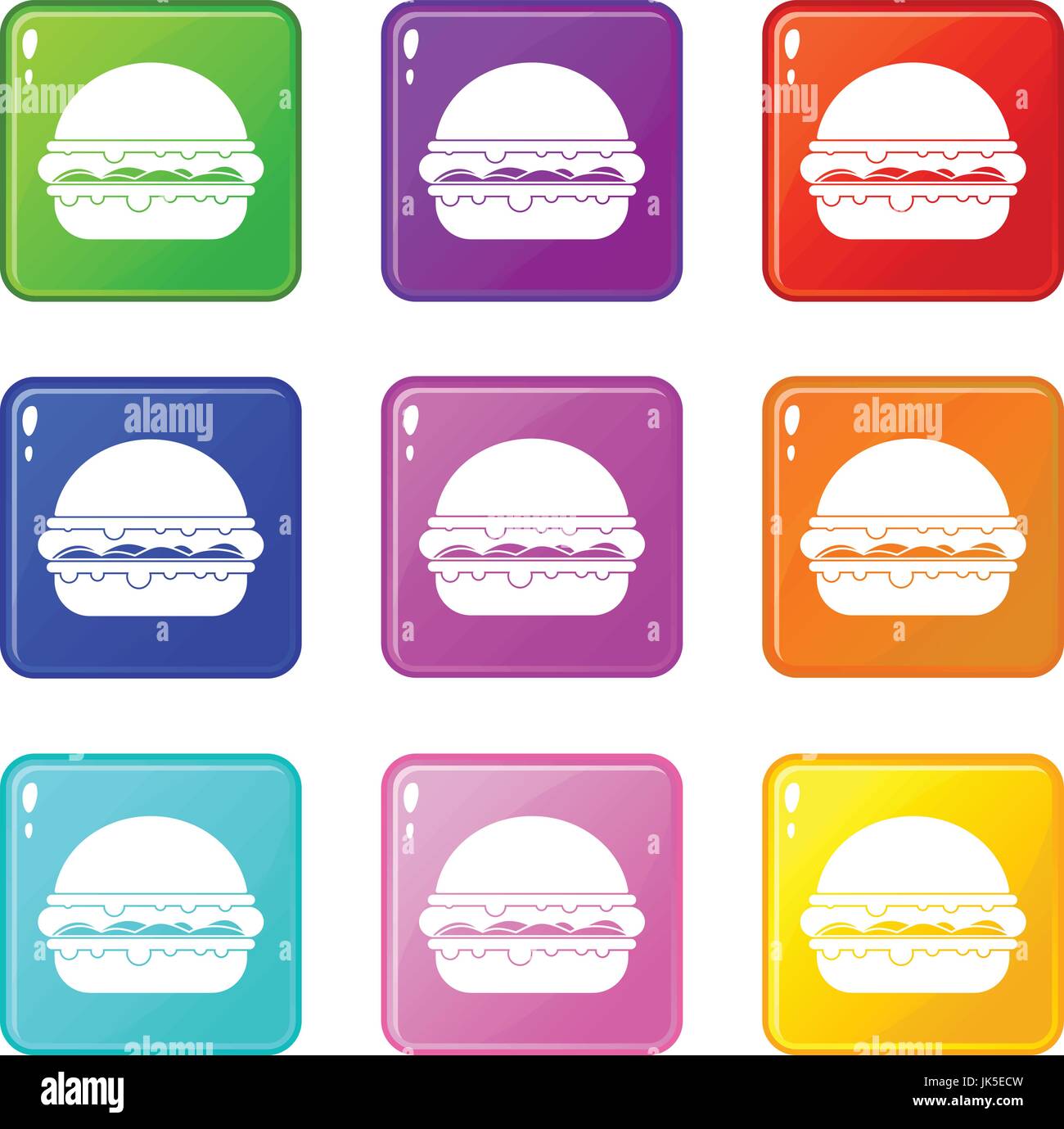 Burger icons of 9 color set isolated vector illustration Stock Vector ...