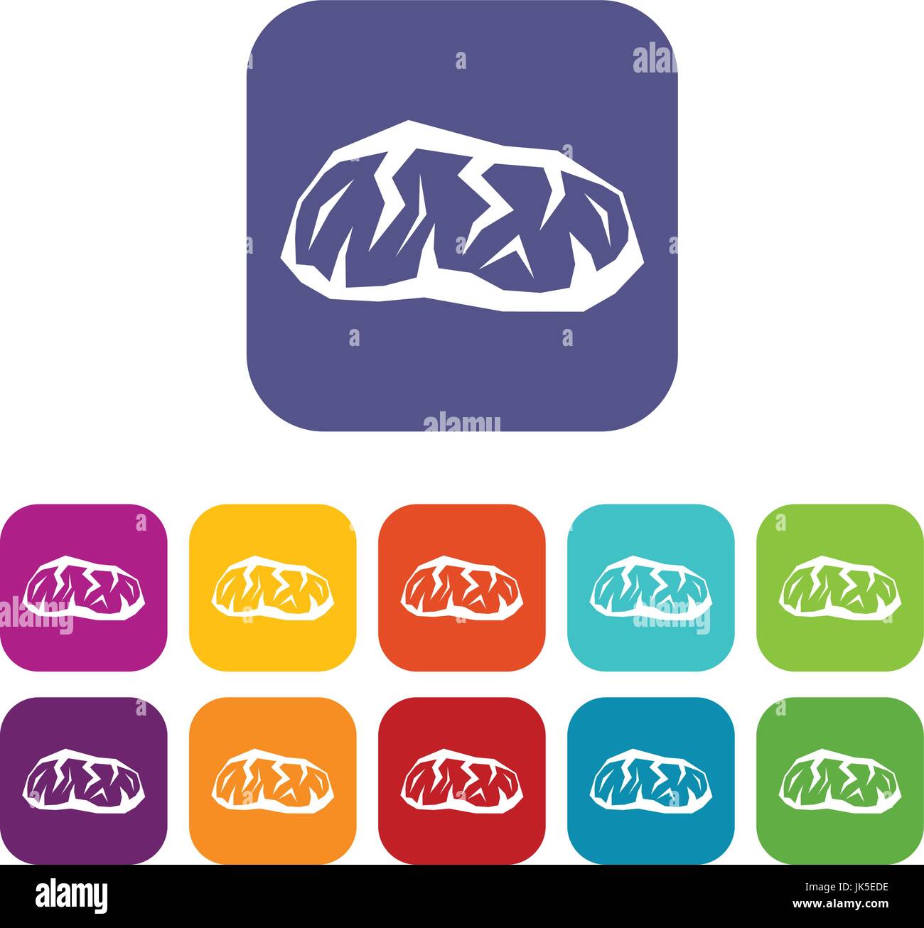 Gold mining icons set vector illustration in flat style in colors red ...