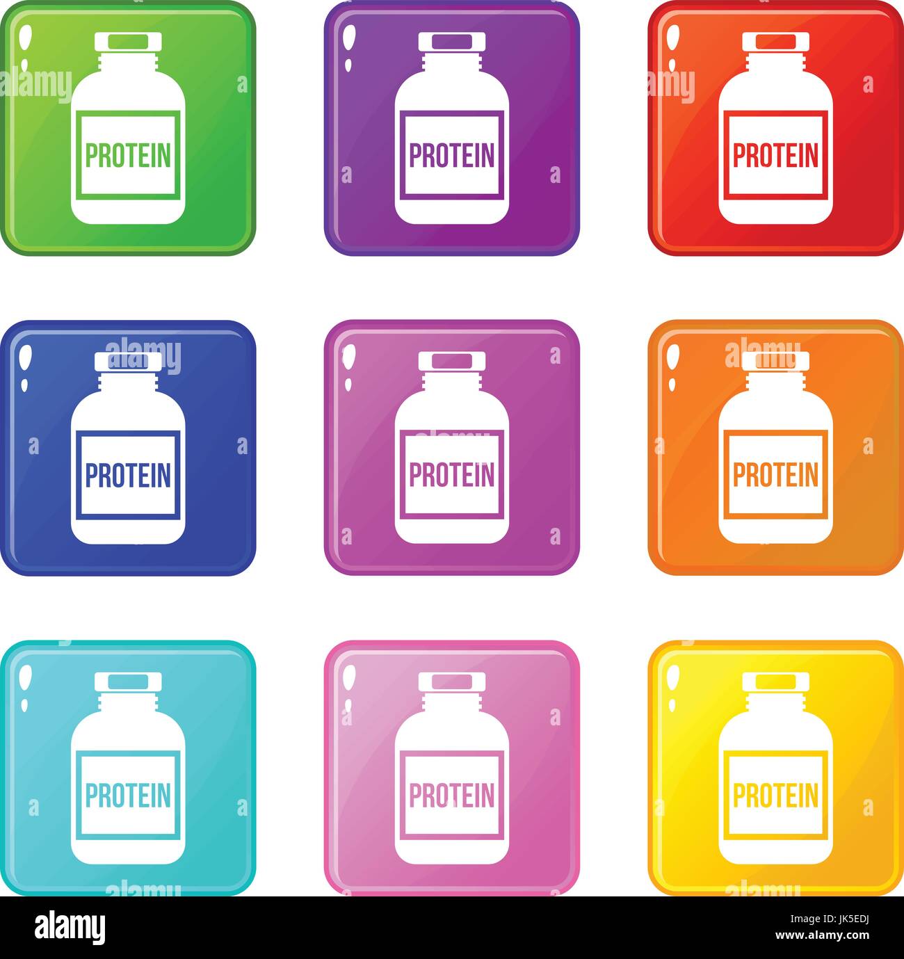 Nutritional supplement for athletes icons of 9 color set isolated ...