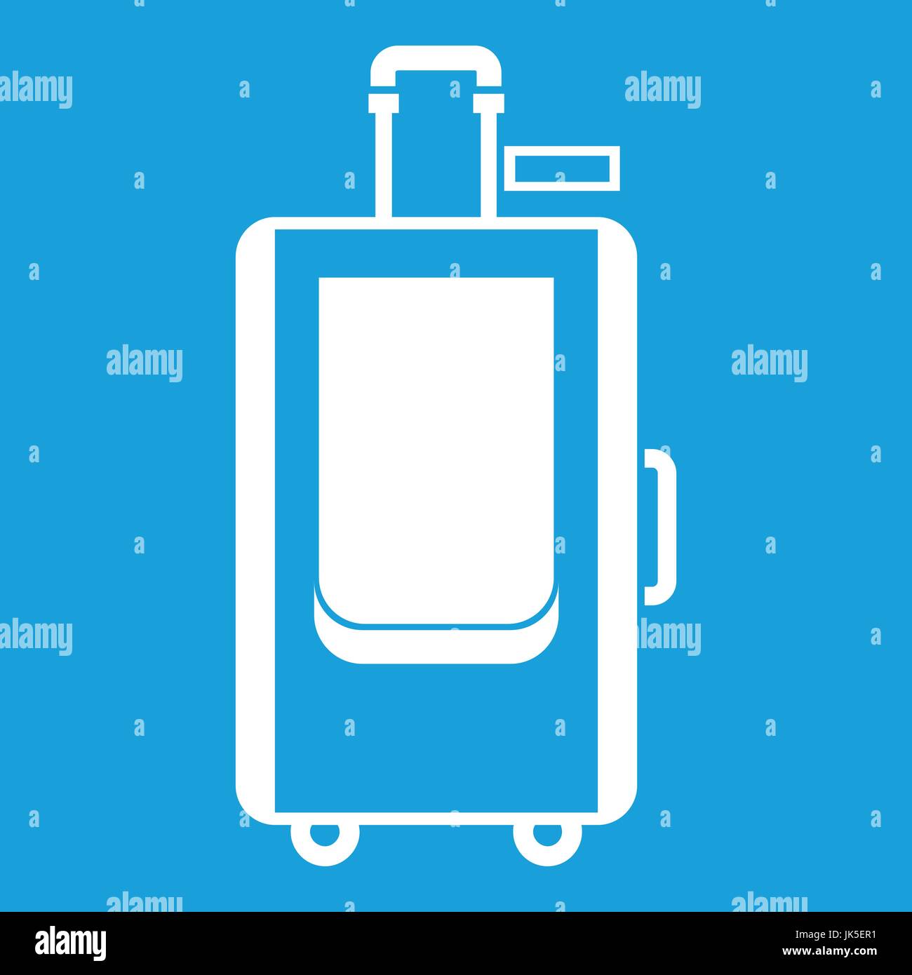 Travel suitcase icon white isolated on blue background vector ...