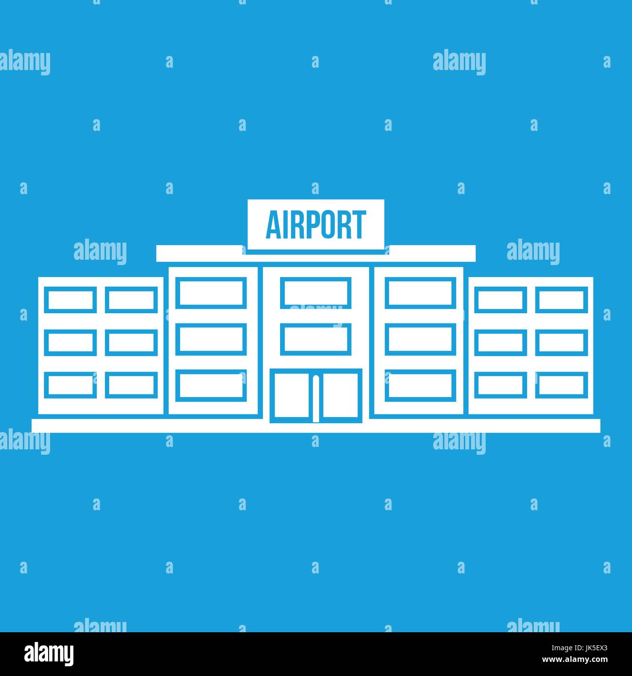 Airport building icon white isolated on blue background vector ...