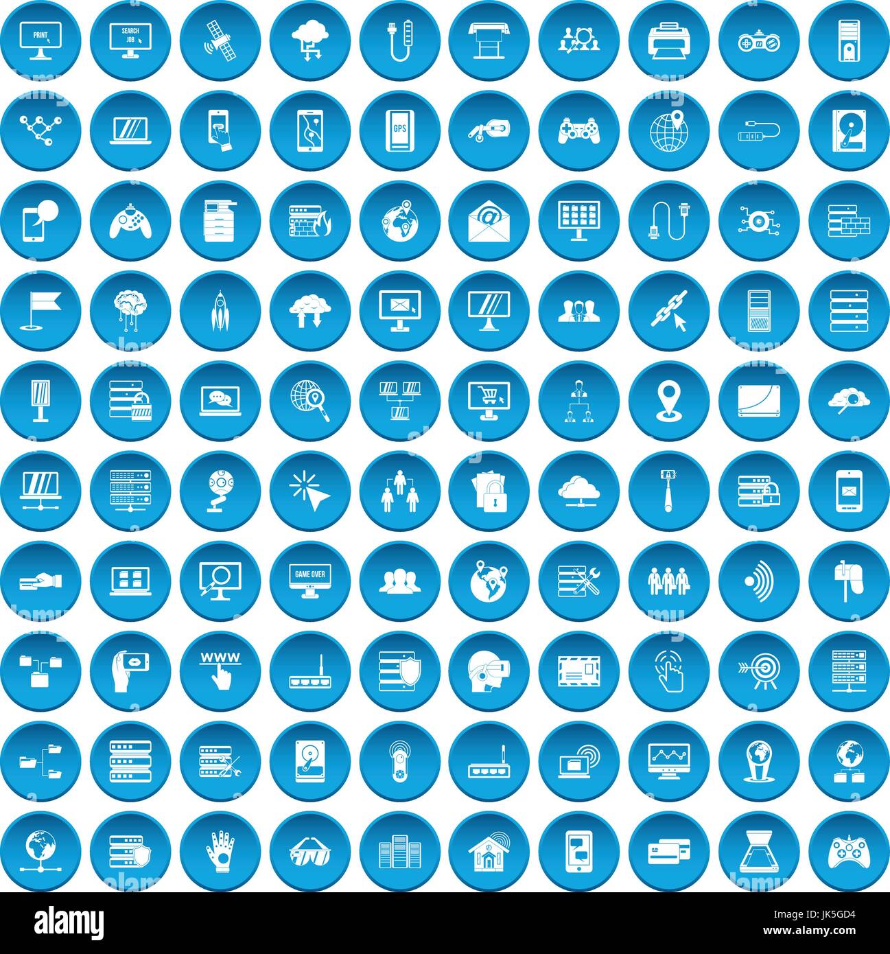 100 network icons set blue Stock Vector Image & Art - Alamy