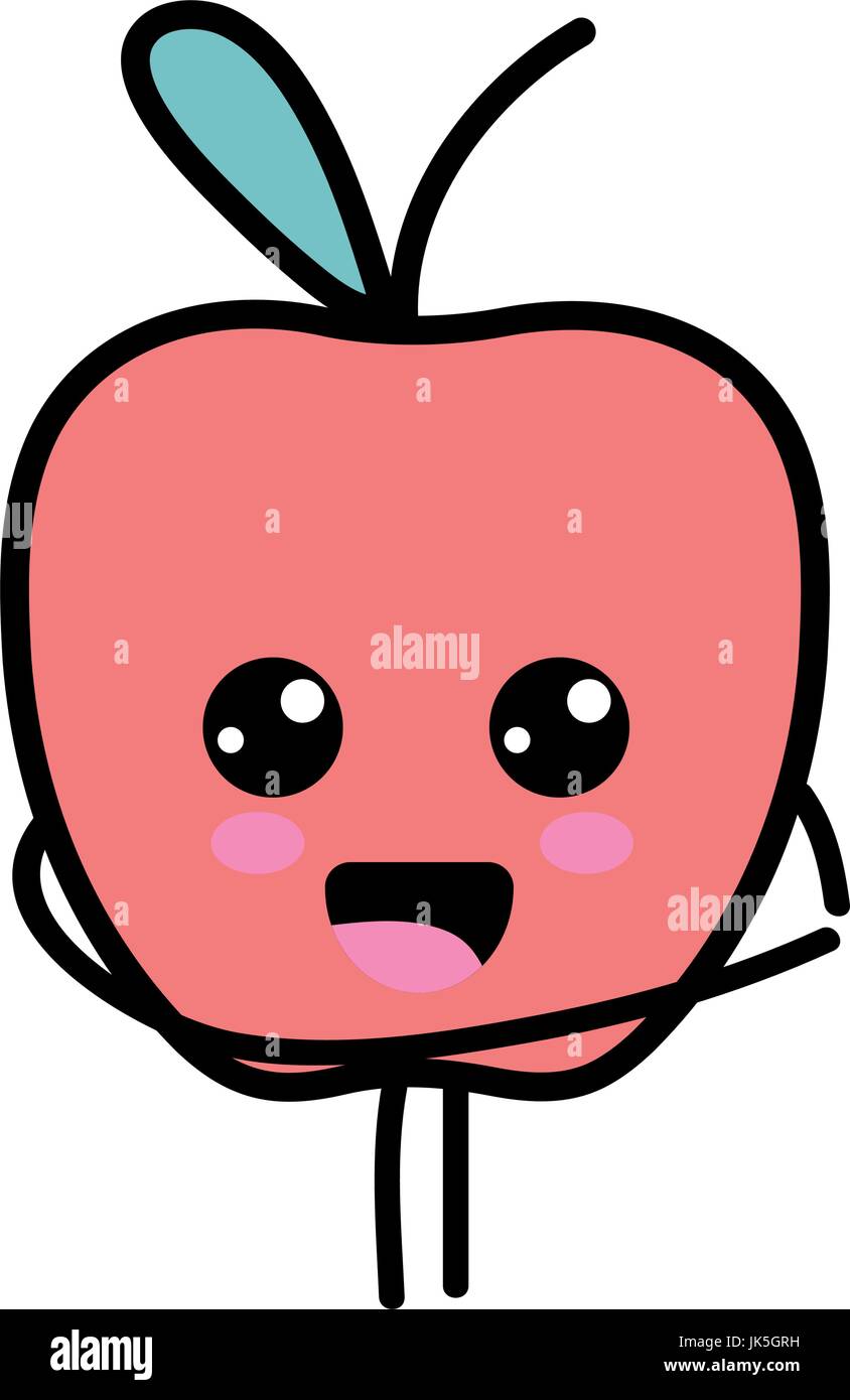 kawaii cute happy apple fruit Stock Vector Image & Art - Alamy