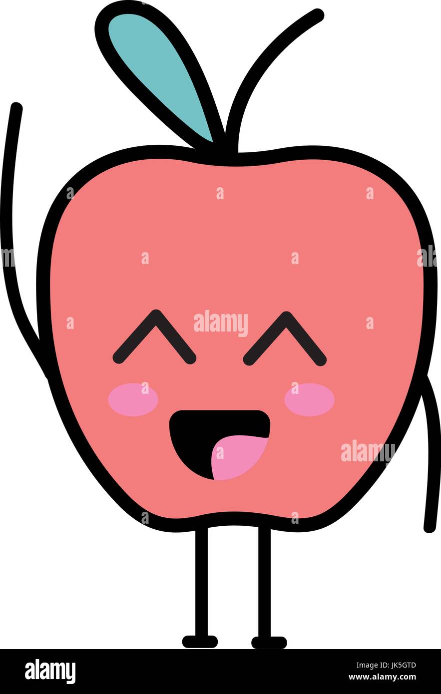 kawaii cute happy apple fruit Stock Vector Image & Art - Alamy