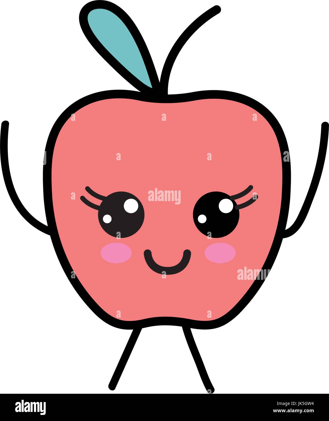 kawaii cute happy apple fruit Stock Vector Image & Art - Alamy
