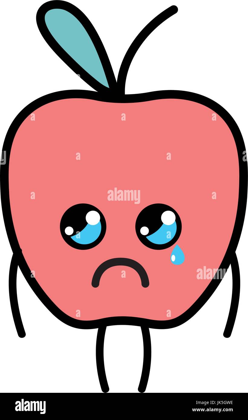 kawaii cute crying apple fruit Stock Vector Image & Art - Alamy