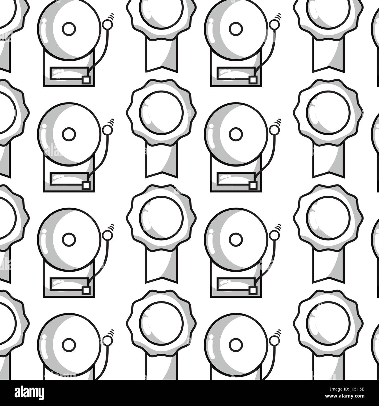 school bell alarm and medal signal background Stock Vector Image & Art ...