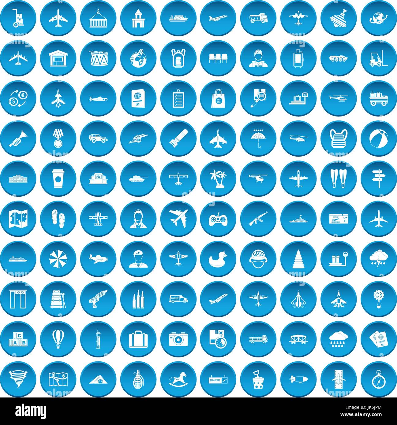 100 plane icons set blue Stock Vector Image & Art - Alamy