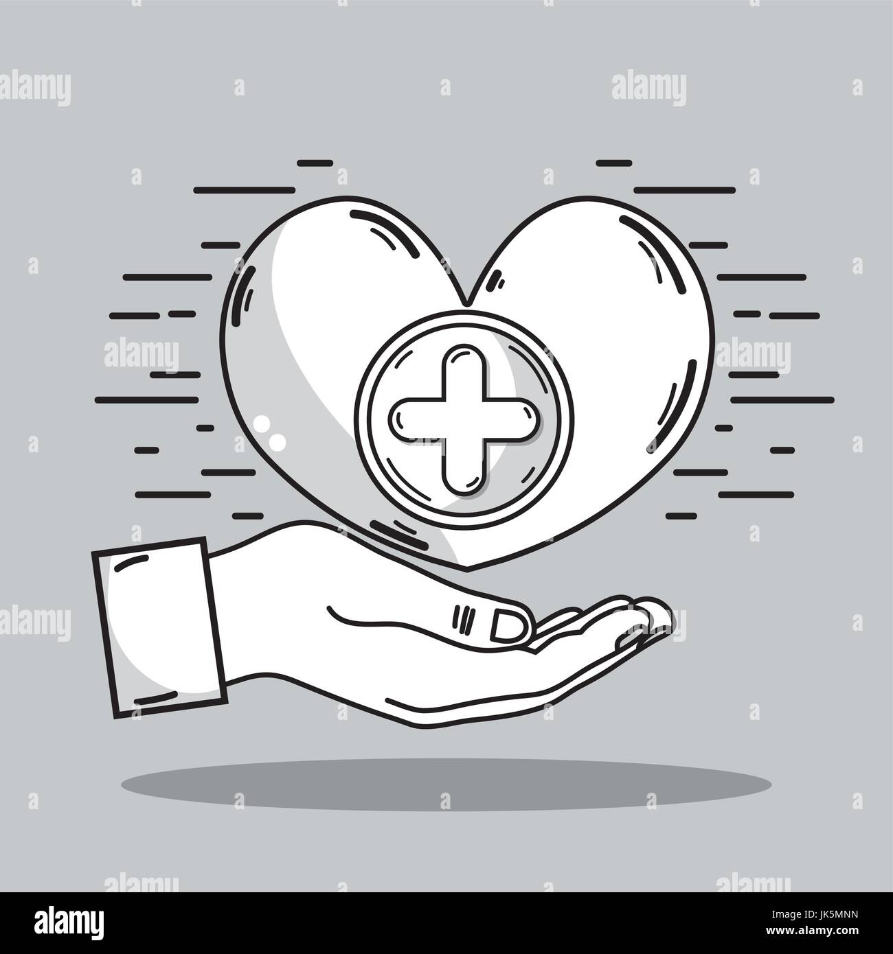 hand with heart and cross symbol icon Stock Vector Image & Art - Alamy