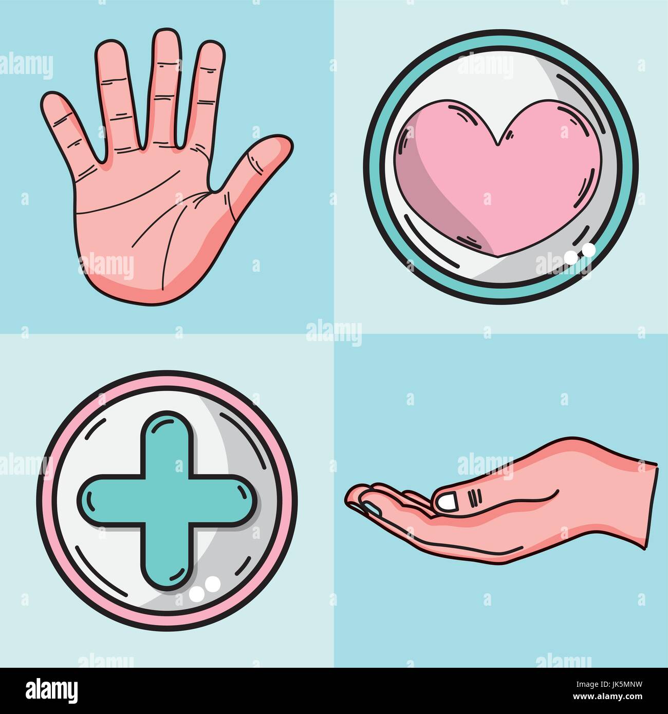 set hand and cross with heart emblem Stock Vector Image & Art - Alamy