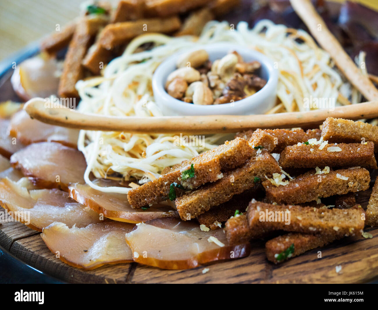 Beer board (meat mix with nuts, cheese and dry bread crumbs Stock Photo ...
