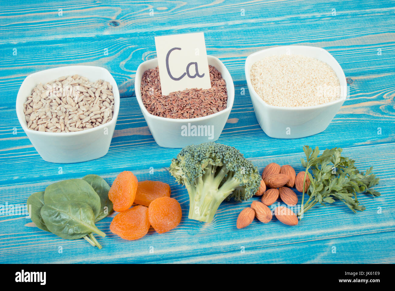Vintage photo, Ingredients or products containing calcium, dietary ...