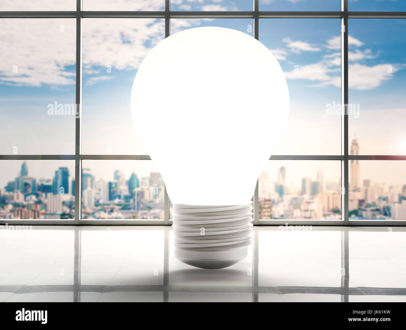 3d rendering shining light bulb in factory Stock Photo - Alamy