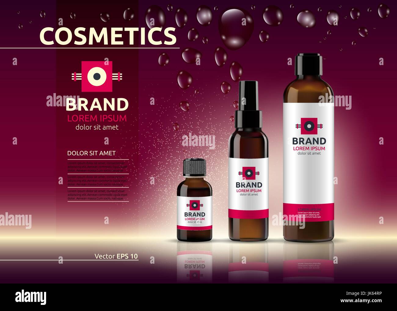 Body care cosmetic set serum and cream ads template. Hydrating facial ...