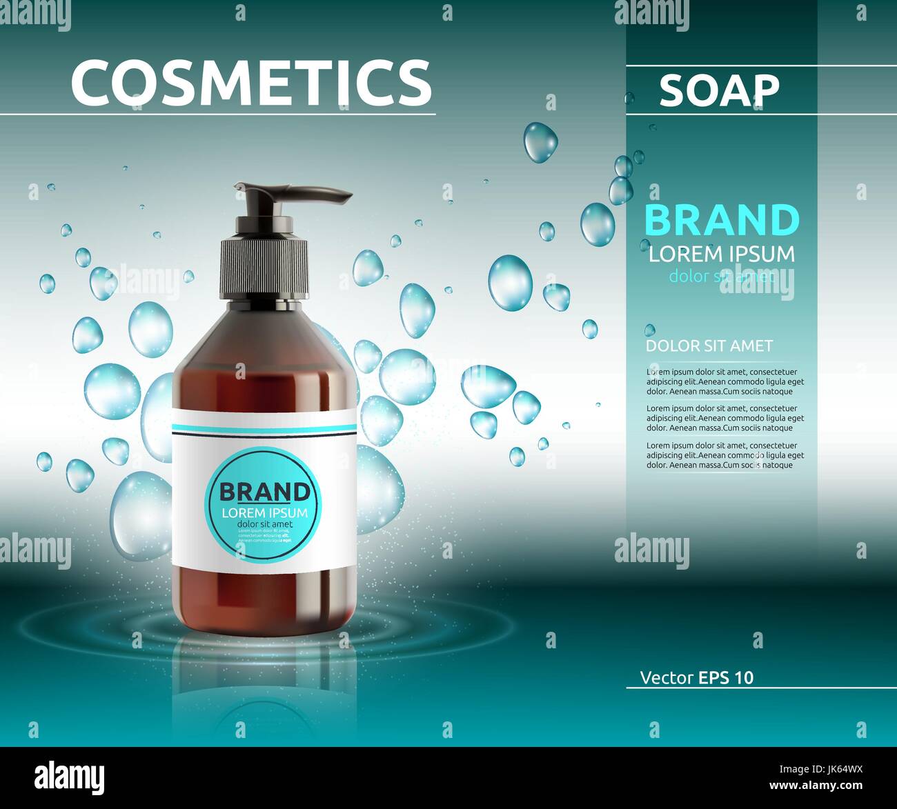 Liquid soap cosmetic ads template. Hydrating body lotion. Mockup 3D ...