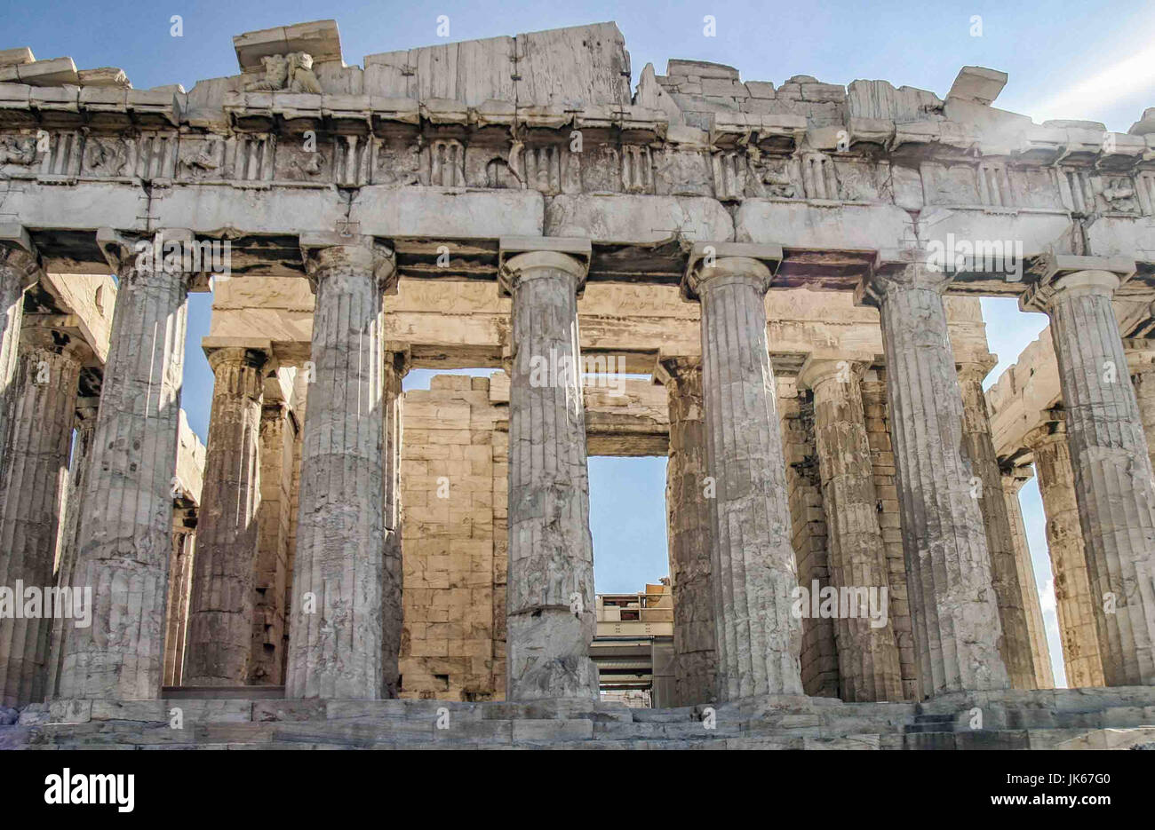 Athens, Greece. 30th Sep, 2004. The Doric columns on the west façade of ...