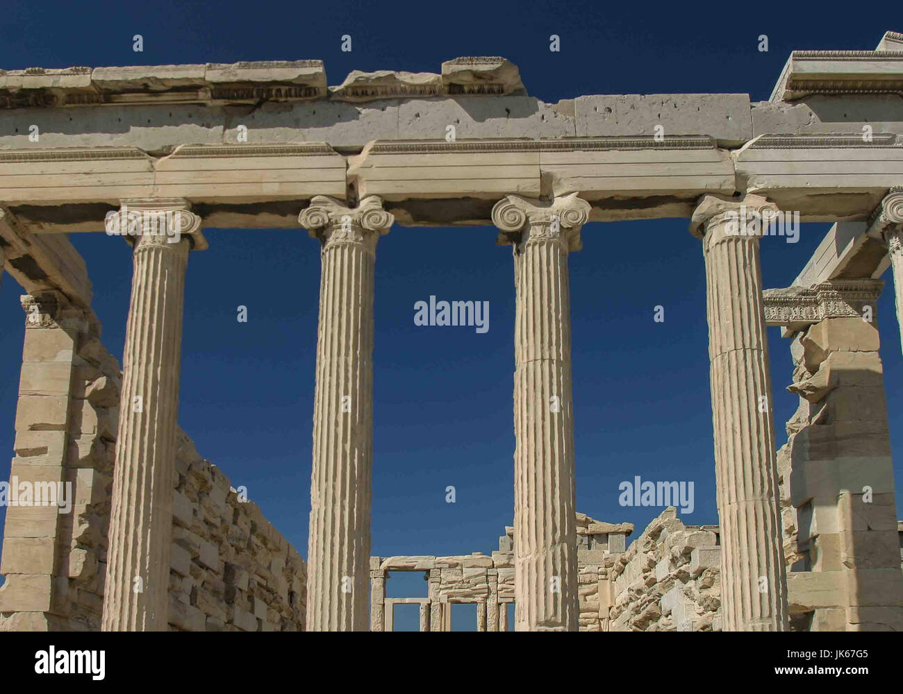 Athens, Greece. 30th Sep, 2004. The marble Ionic columns on the east ...