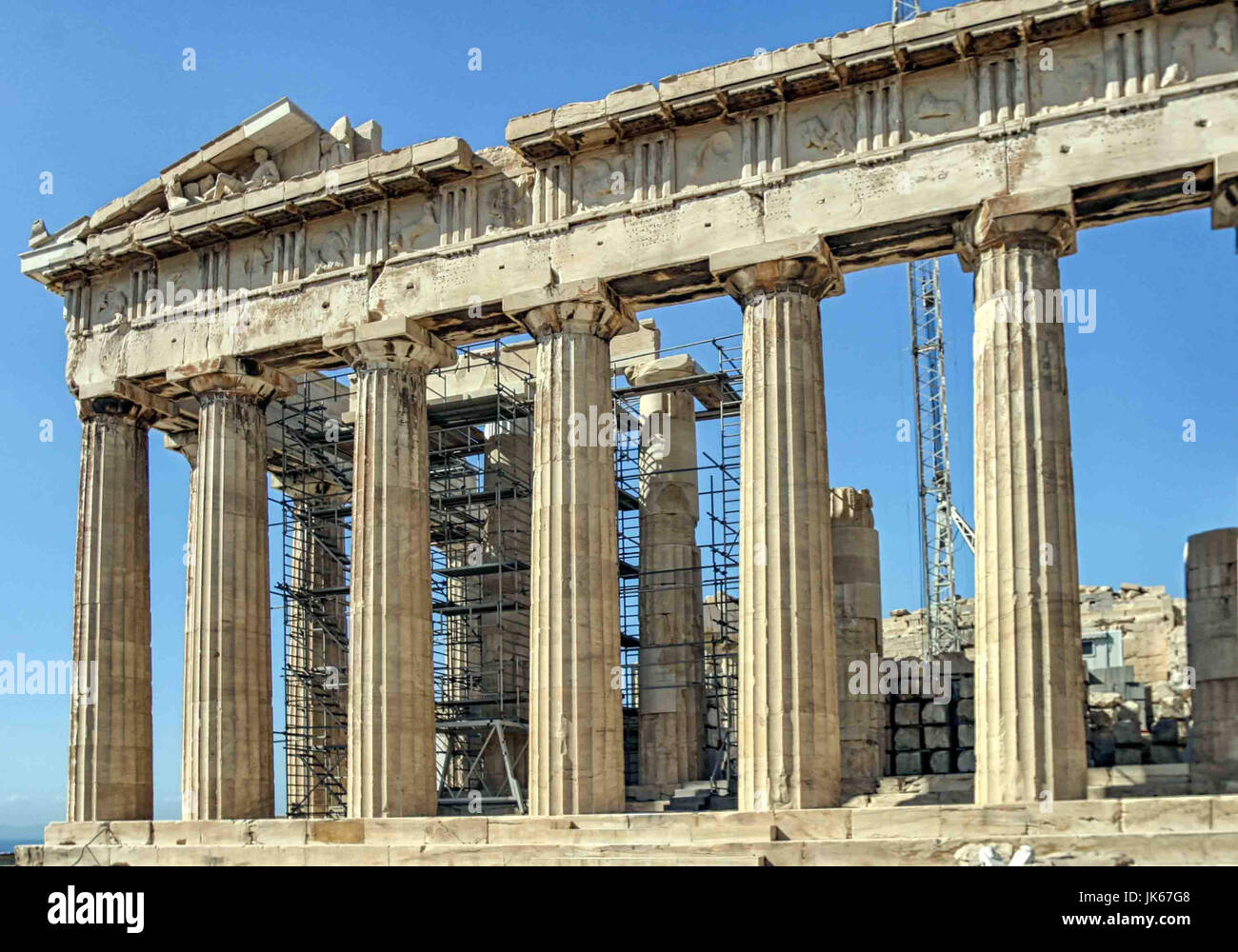 Athens, Greece. 30th Sep, 2004. Detail view of the Doric columns on the ...