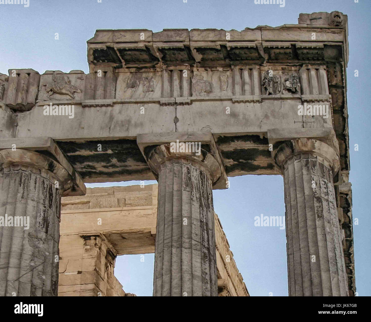 Athens, Greece. 30th Sep, 2004. Detail of the Doric columns on the ...