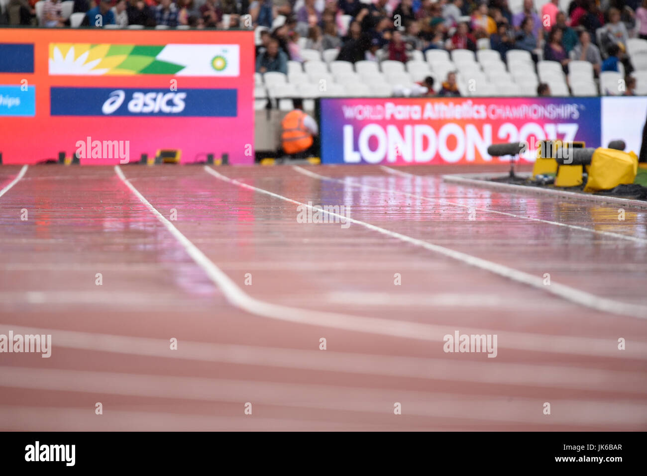 Wet track in the London Stadium at the World Para Athletics ...