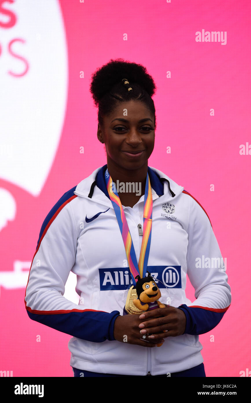 British athlete Kadeena Cox received her gold medal for her win in the ...
