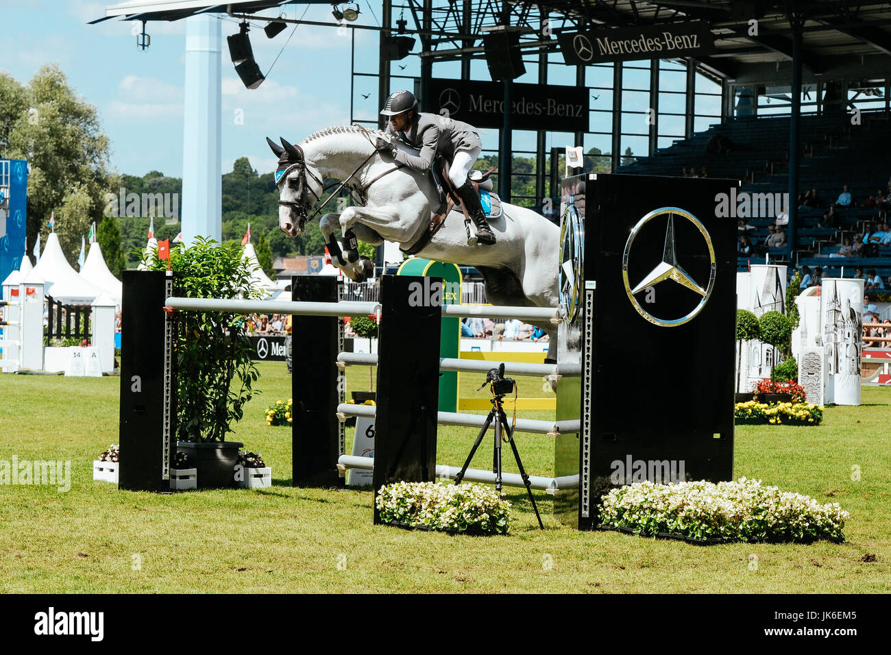 Aachen, Germany. 21st July, 2017. Showjumper Christian Kukuk on horse ...