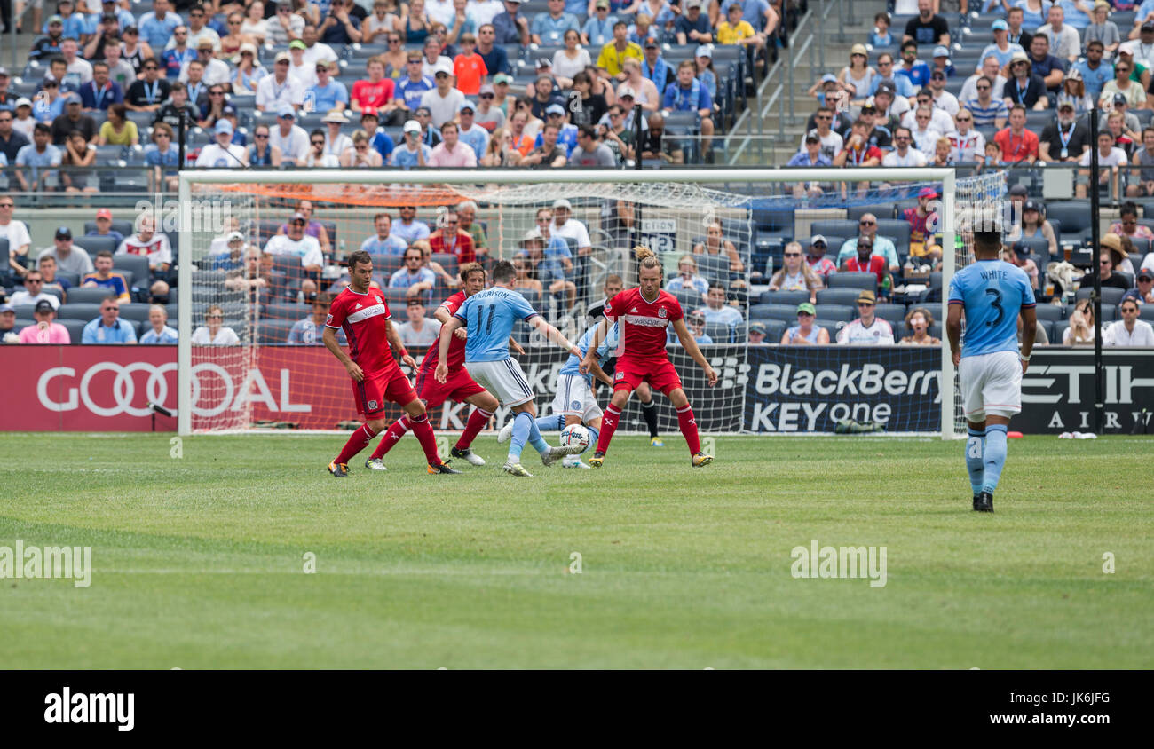 New York, USA. 22nd July, 2017. David Villa (7) of NYC FC controls ball ...