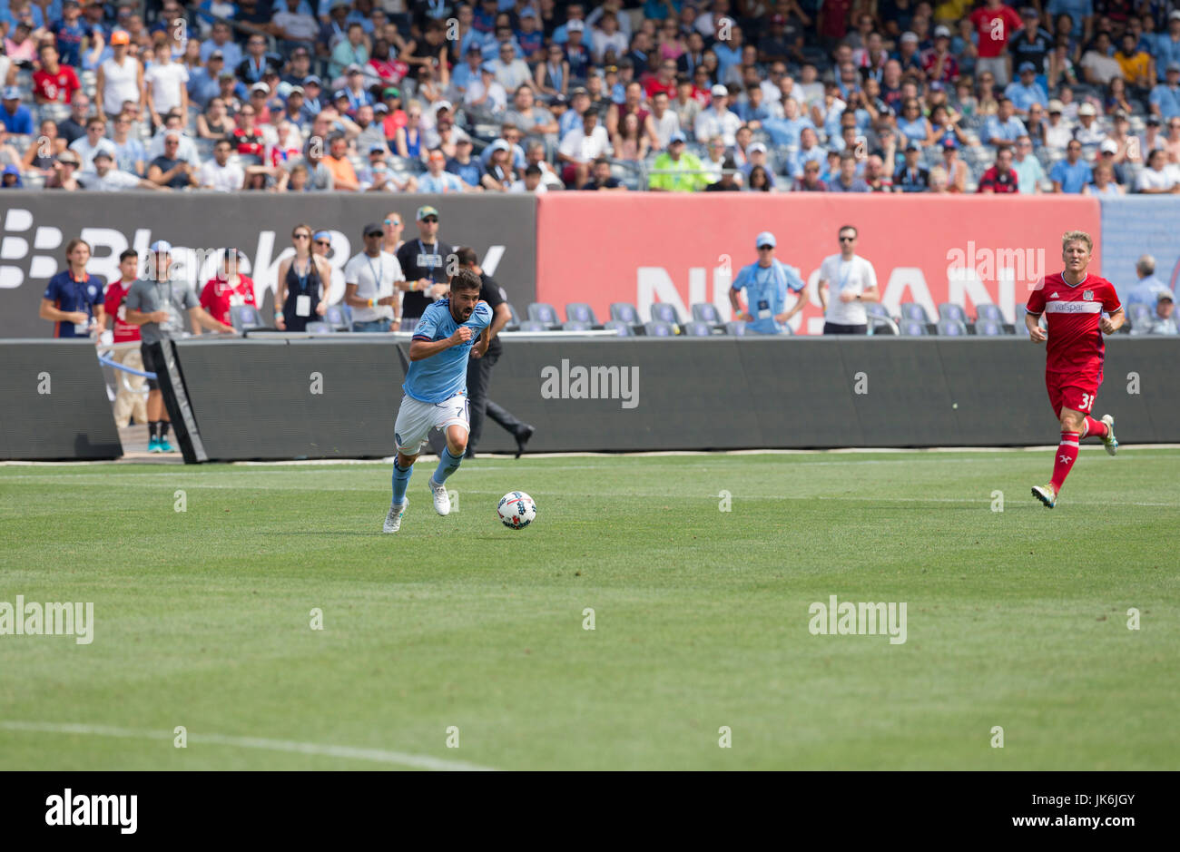 New York, USA. 22nd July, 2017. David Villa (7) of NYC FC controls ball ...