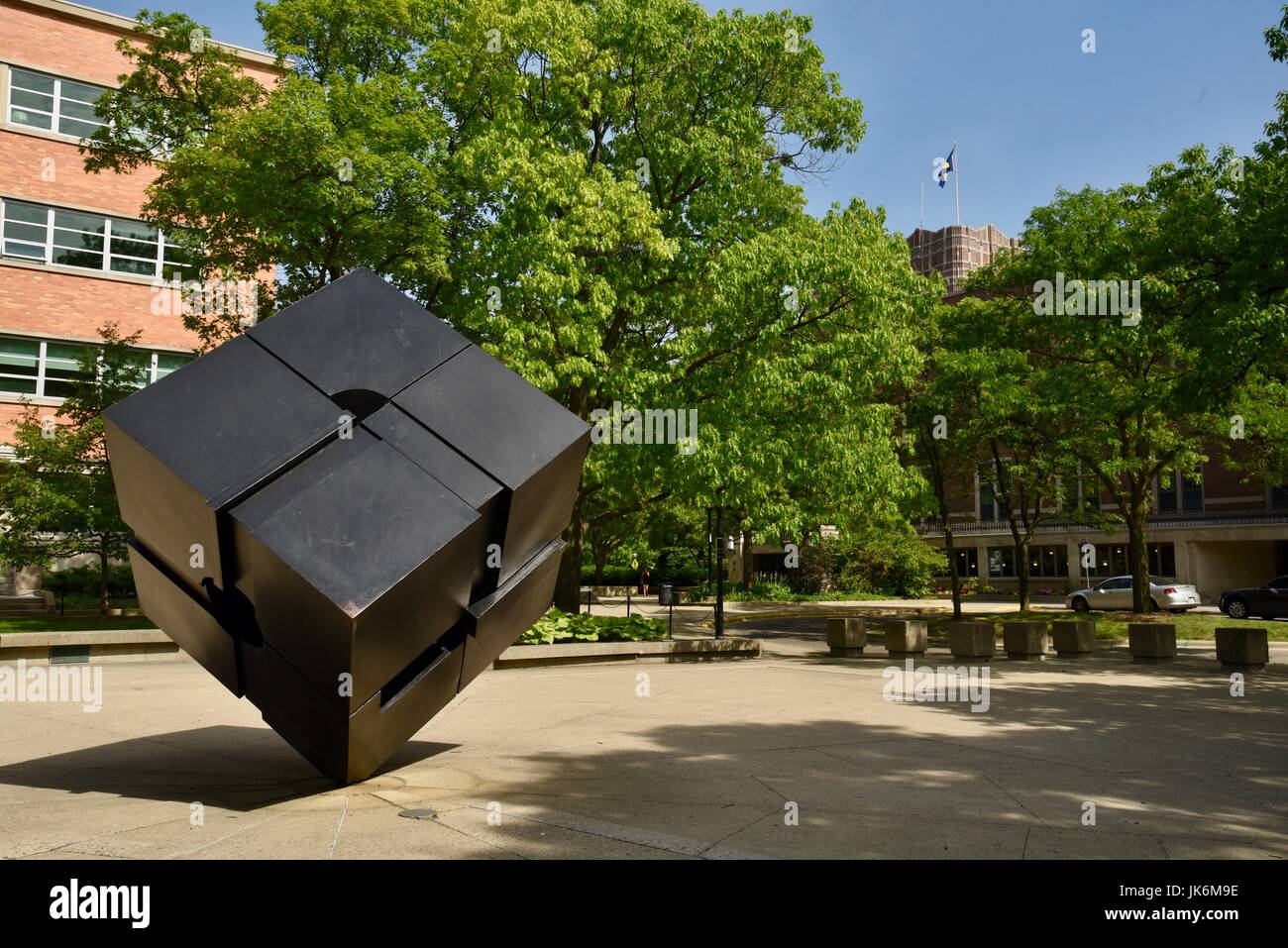 The Cube (Endover), an outdoor sculpture on display in public park at ...