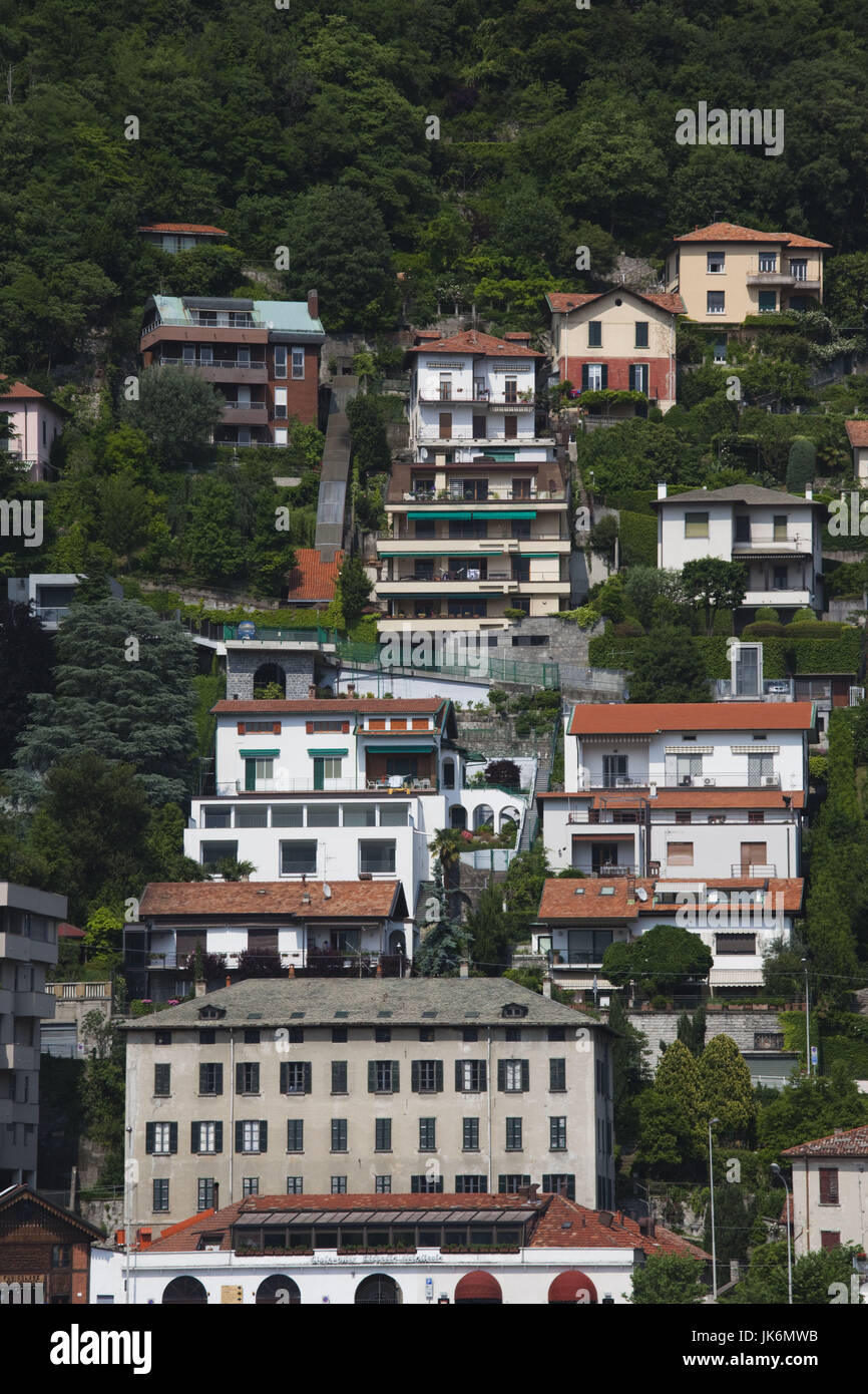 Italy, Lombardy, Lakes Region, Lake Como, Como, lakefront buildings ...