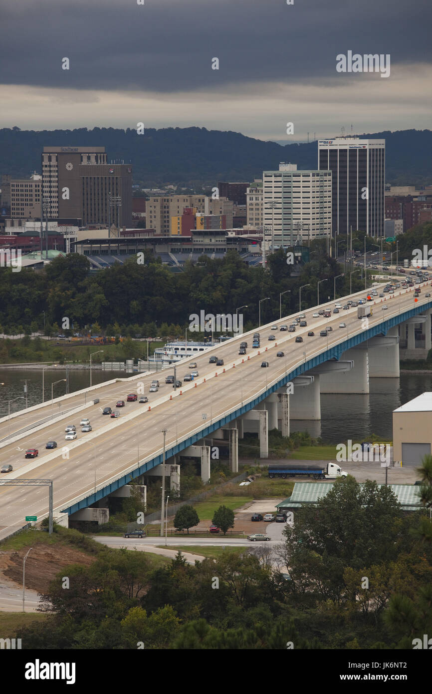 USA, Tennessee, Chattanooga, high angle view of city and Rt. 27 ...